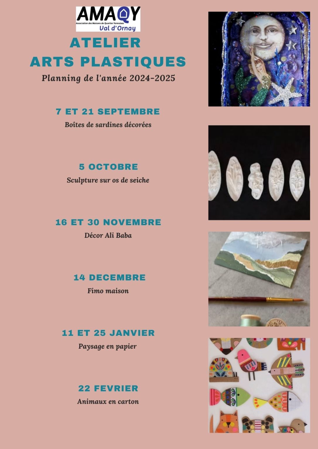 programme arts plastiques 2024/ 2025 – Maison de Quartier du Val d'Ornay